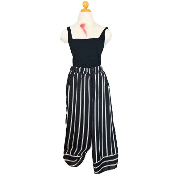Moa Moa | Pants & Jumpsuits | Goth Black And White Striped Wideleg ...